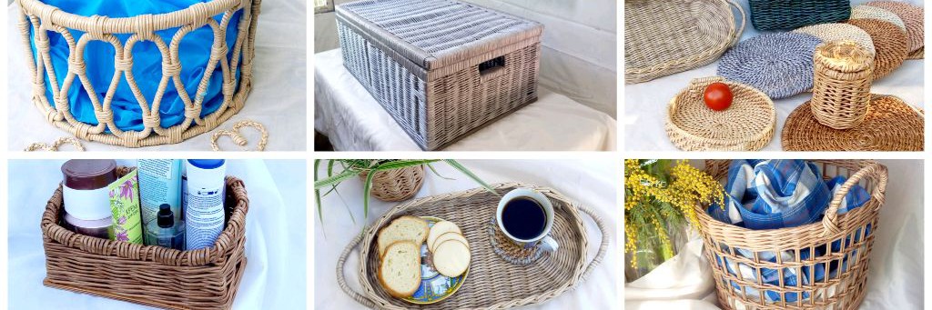 Плетеные корзины для хранения короба подносы