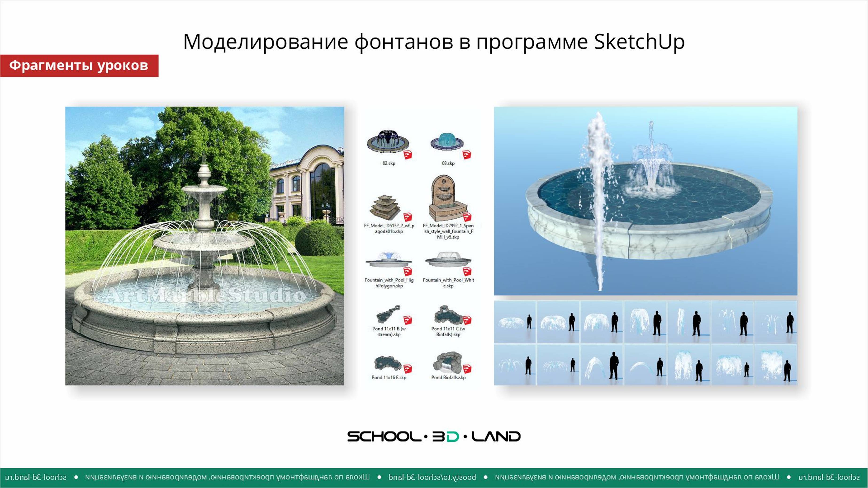 SU65-66. Моделирование фонтанов и воды в SketchUp (фрагменты)