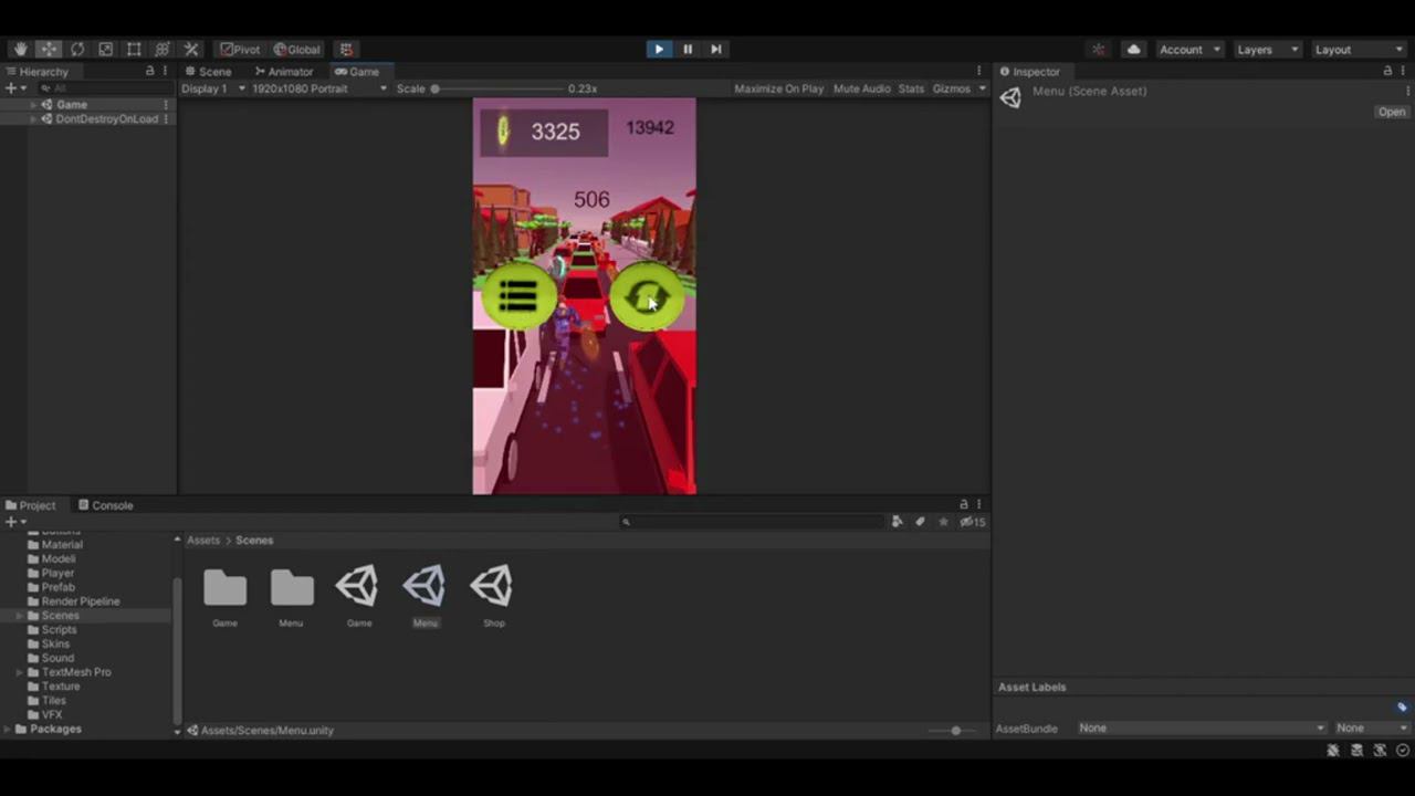 Тест сцены ранера в Unity
