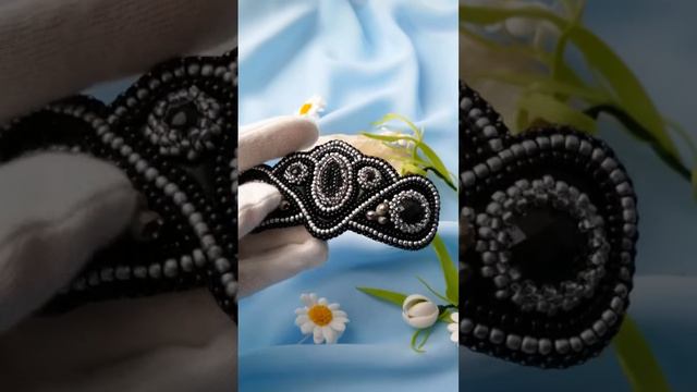 Women's Hair Jewellery / Black and Silver Hair Barrette / Handmade hair clip / Заколка