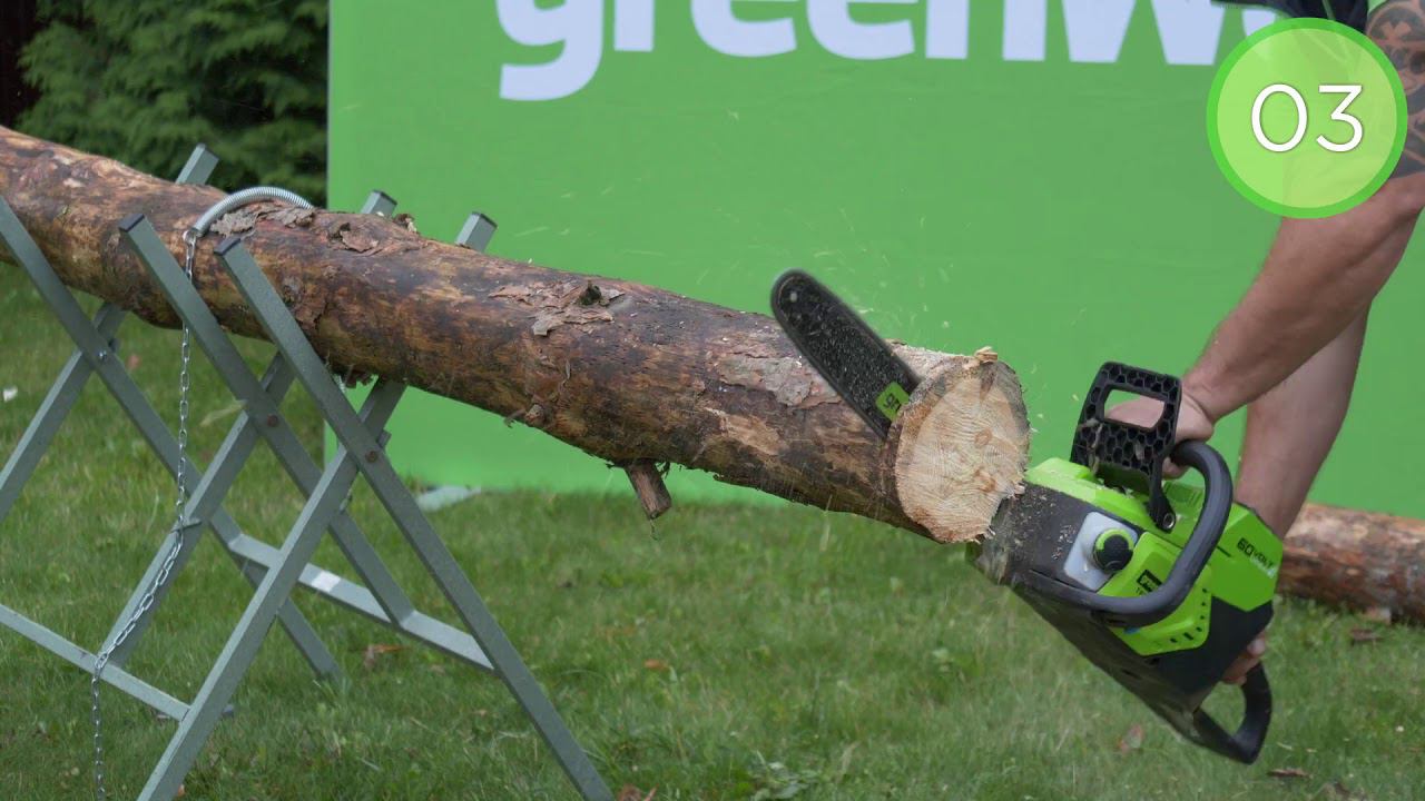 Цепная пила Greenworks GD60CS40 (арт 2001807). Сколько можно пилить на одном заряде аккумулятора?