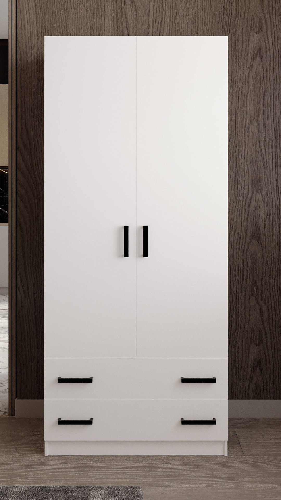 Шкаф Рик Распашной с ящиками Белый