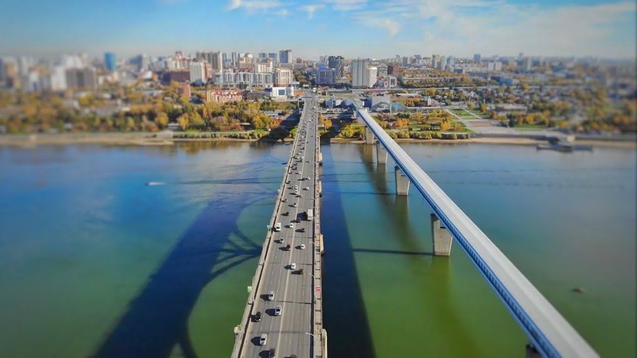 Novosibirsk 4k drone Новосибирск с высоты птичьего полета, Коммунальный мост 2019 год