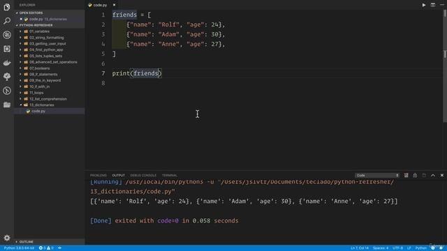 02 - A Full Python Refresher - 018 Dictionaries