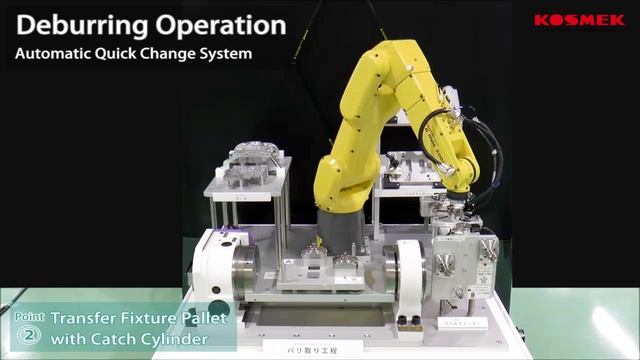 Процесс снятие заусениц с заготовки с помощью систем Kosmek и робота Fanuc.mp4