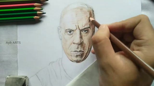 Drawing Vin Diesel | Dom toretto from F9 | dominic toretto | color ...