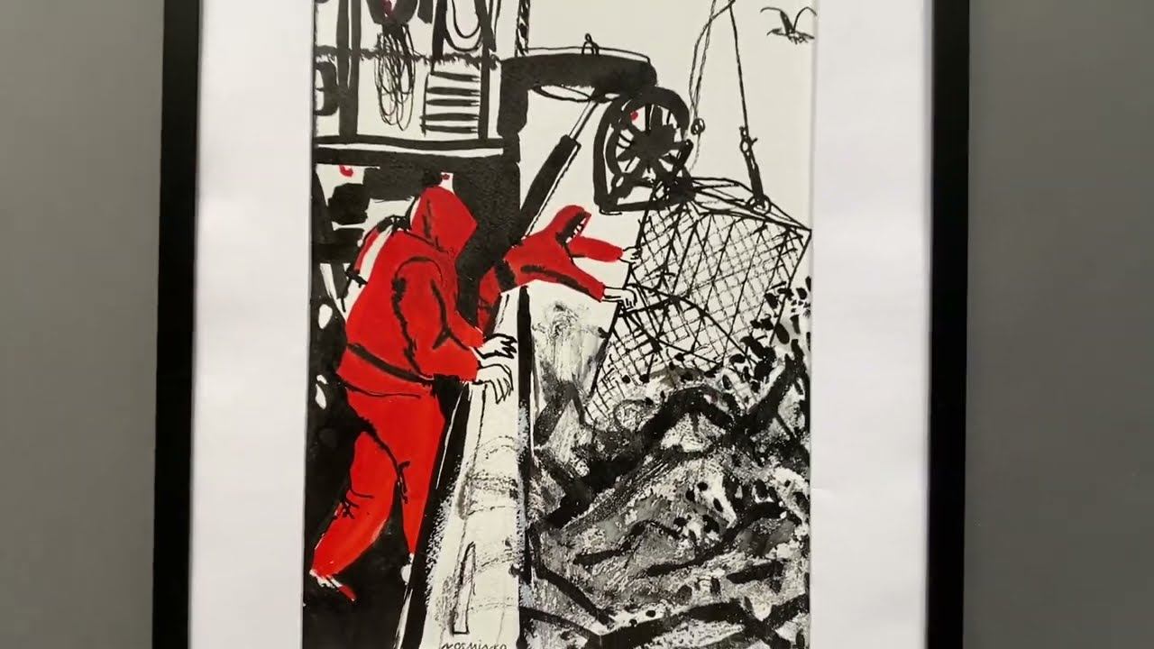Графика оригинал «Рыбаки», А4