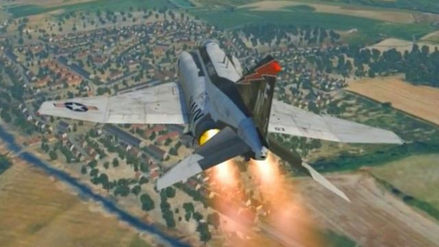 Самолет F-4 делает низкий проход / x-plane 11