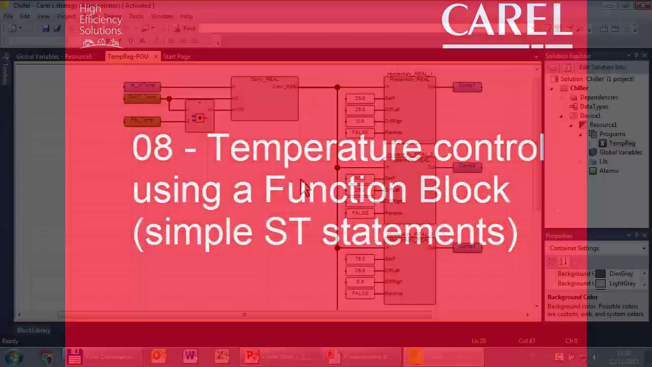 Carel. C.SUITE. 08-Temperature control using a Function Block (simple ST statements)