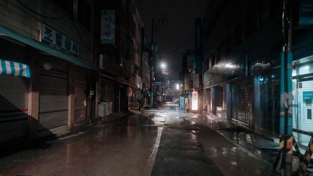 Rainy Night Walk, Busan, South Korea, Biff Square, Rain and City Sounds for Sleep  4k