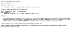 Databases: Make encrypted differential backup to same media
