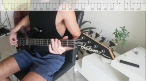 Nirvana - Come As You Are Bass Cover with Tabs on screen