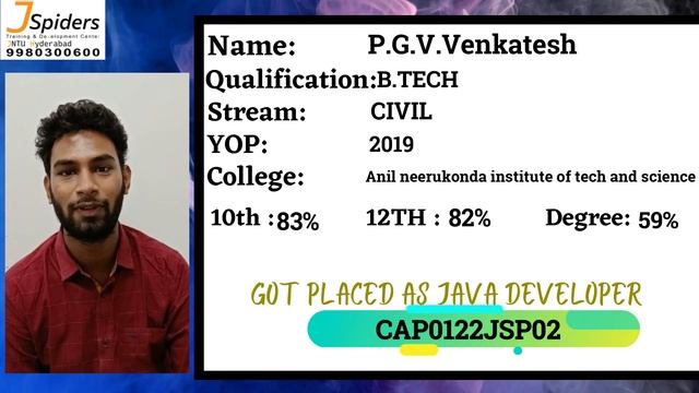 JSpiders Hyderabad JNTU | Student Testimonial | Got Placed As Java ...