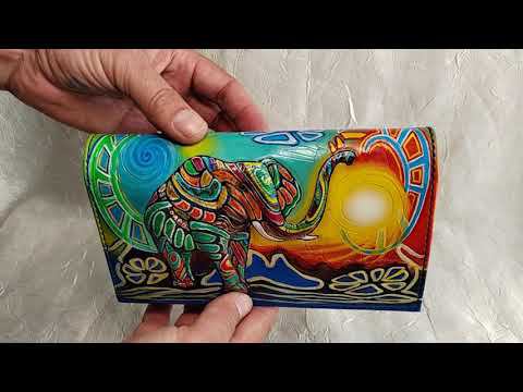 Портмоне-кошелёк женский. Изделия из кожи. СКСтиль. Видео обзор: Слон. Абстракция.
