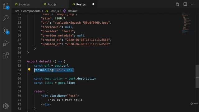 5. Using Hardcoded Data to Display an Image in the Post Component