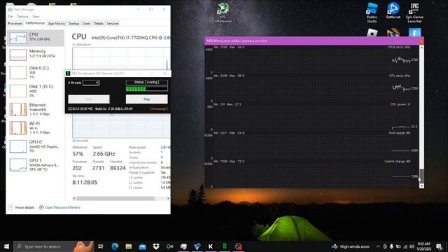 I7 7700HQ Kombustor - CPU Burner 1 - 8 Thread Performance Baseline HP Omen 1050TI Hardware ...