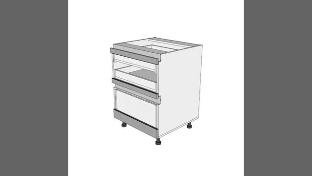 Кухонный шкаф с профилем гола и выдвижными ящиками для проектирования мебели в программе SketchUp