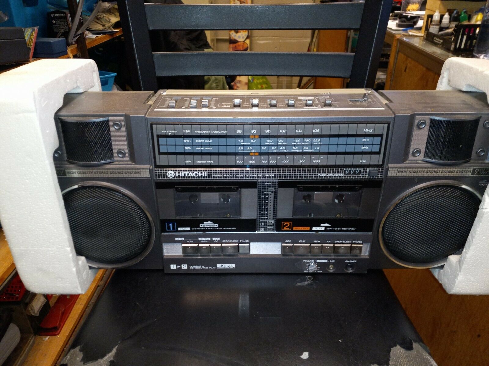 Hitachi Boom Box Trk-W87W Stereo Raidio Cassette Recorder оригинал ...