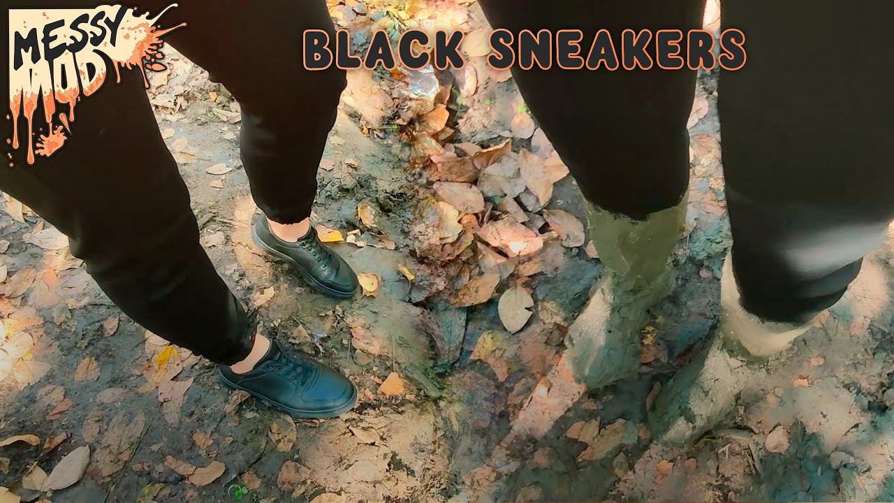 🤎 ДЕВОЧКА В КРОССОВКАХ ХОДИТ ПО ГРЯЗИ Girl Black Shoes in MUD