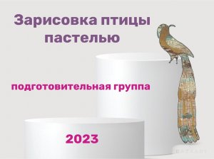 Зарисовка чучела птицы пастелью