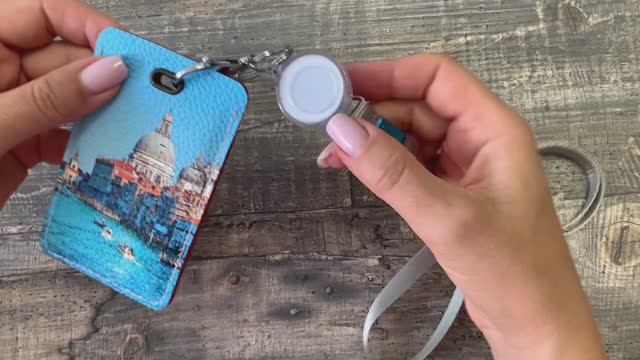 Кожаный чехол для бейджа, магнитной карты, пропуска, с изображением Венеции, производитель Eshemoda