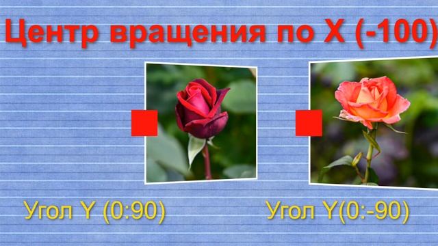 Центр вращения по Х . Угол Y в программе в PTE AV Studio