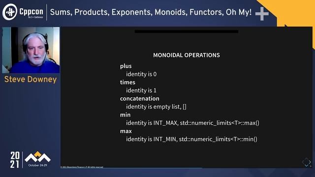 Sums, Products, Exponents, Monoids, Functors, Oh My! - Steve Downey - CppCon 2021