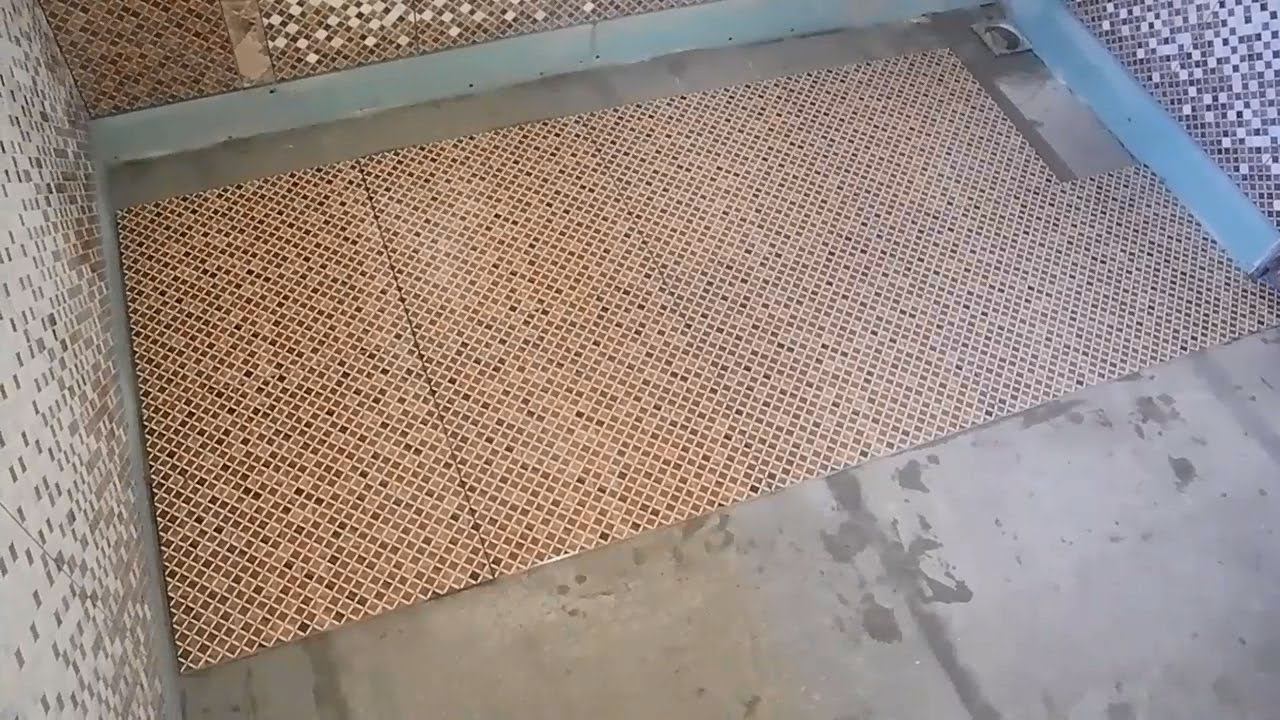 Укладка плитки на пол, с уклоном под слив воды ч.1