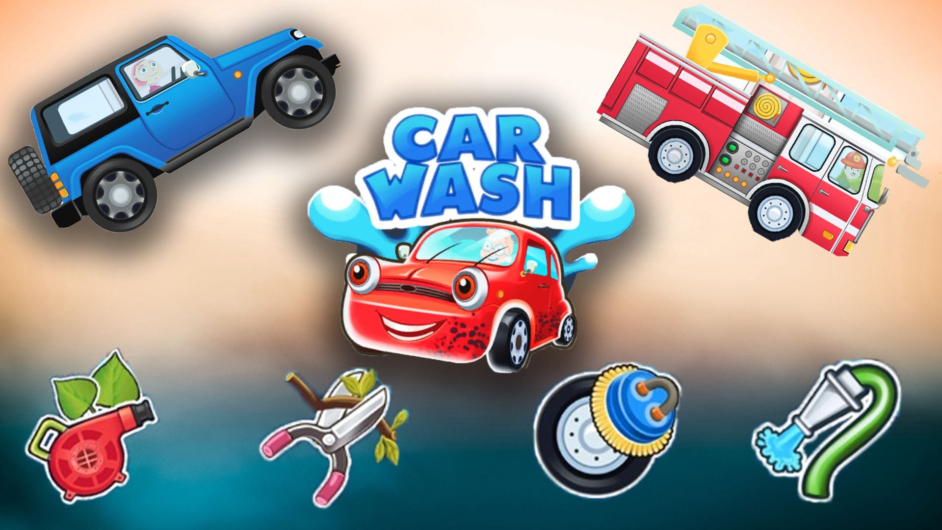 Моем от грязи Пожарную машину, джип и автобус / Car Wash