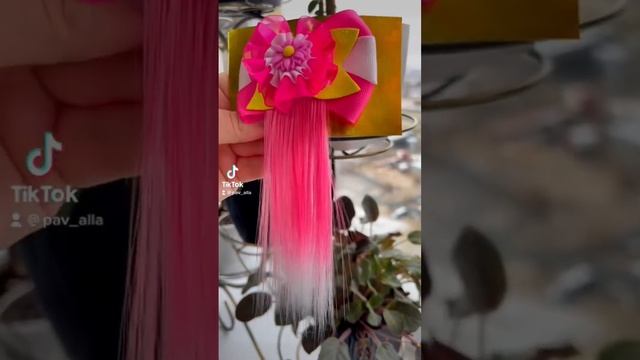 Бантик-заколка, Волосы 15 см., Заколка «Уточка» 4,8 см.