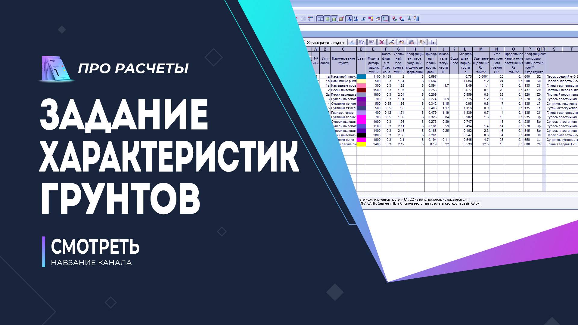 Задание характеристик грунтов в модели грунта #лира