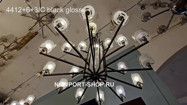 Люстра 4412+6+3/C black glossy  ( Newport-shop.ru )