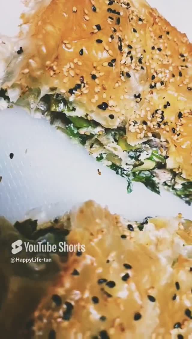 Пирог с зелёным луком и грибами и теста фило 🔥