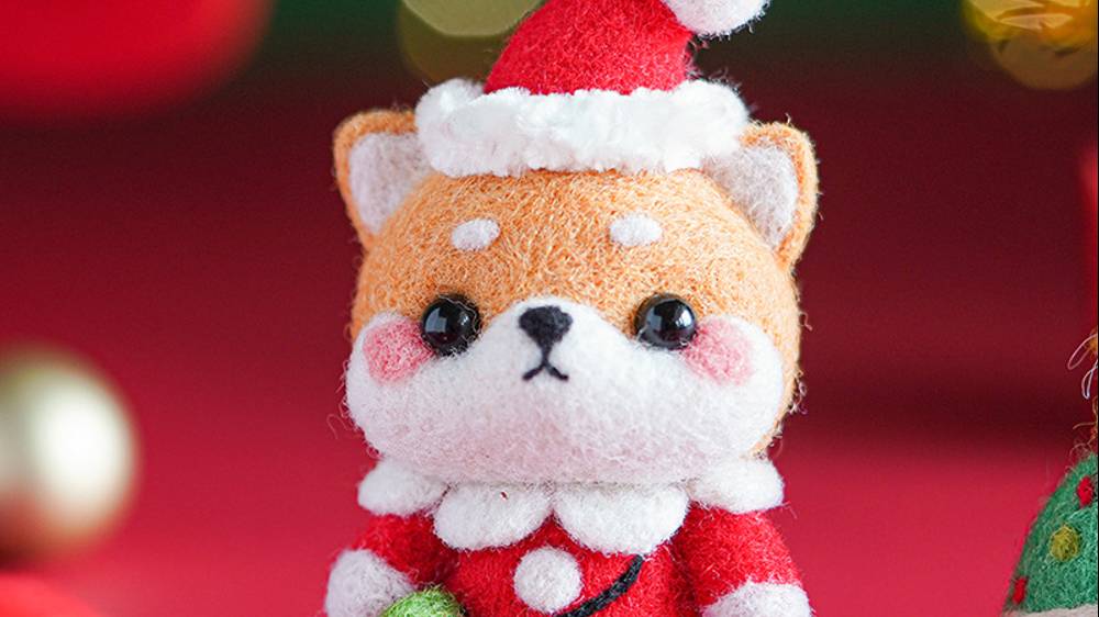 Валяние из шерсти - Шиба новогодний