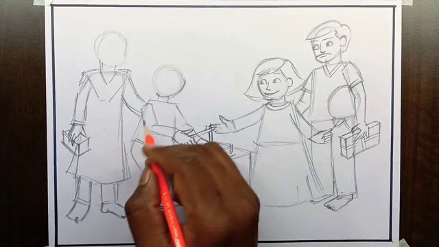 HOW TO DRAW BIRTHDAY PARTY SCENE - MEMORY DRAWING - BIRTHDAY PARTY ...