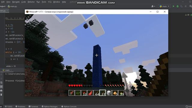 Программирование Minecraft на Python. Урок 9. Цикл «while».