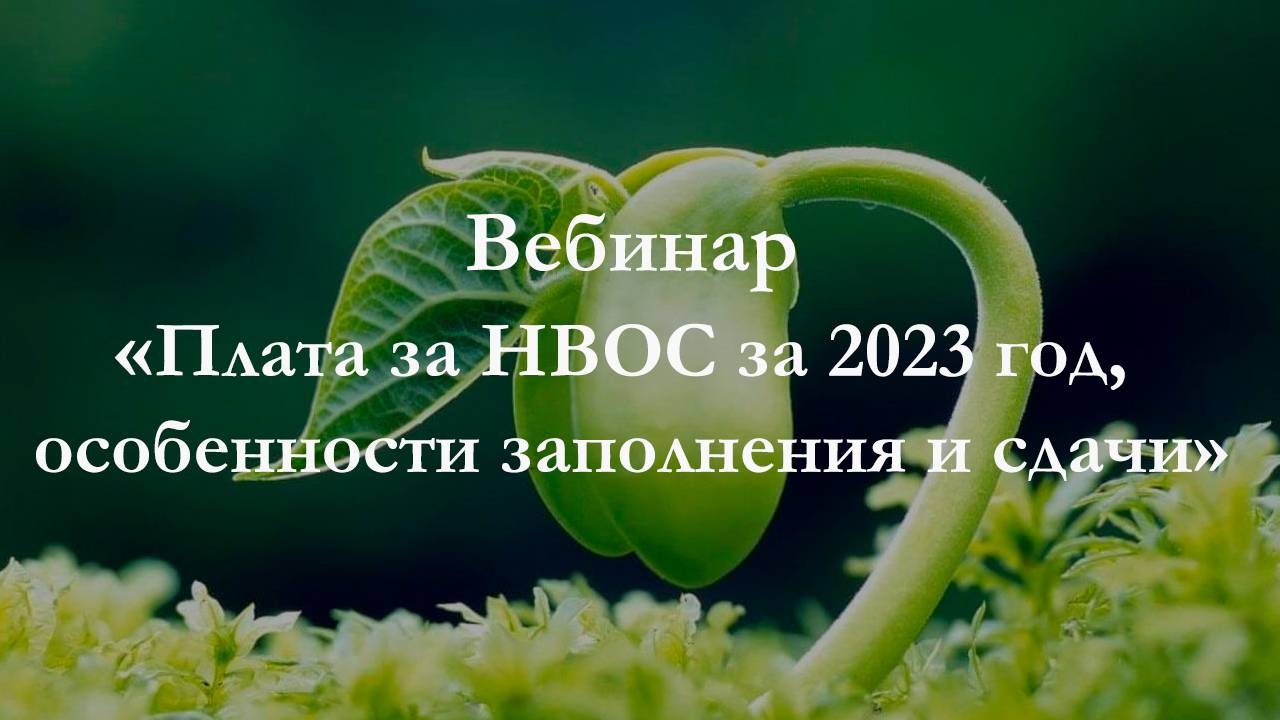 Вебинар Плата за НВОС за 2023 год, особенности ее заполнения и сдачи