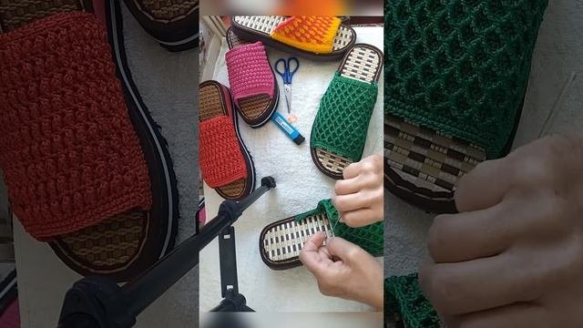 Домашние тапочки вязаные. Вязаные крючком. Ручная работа