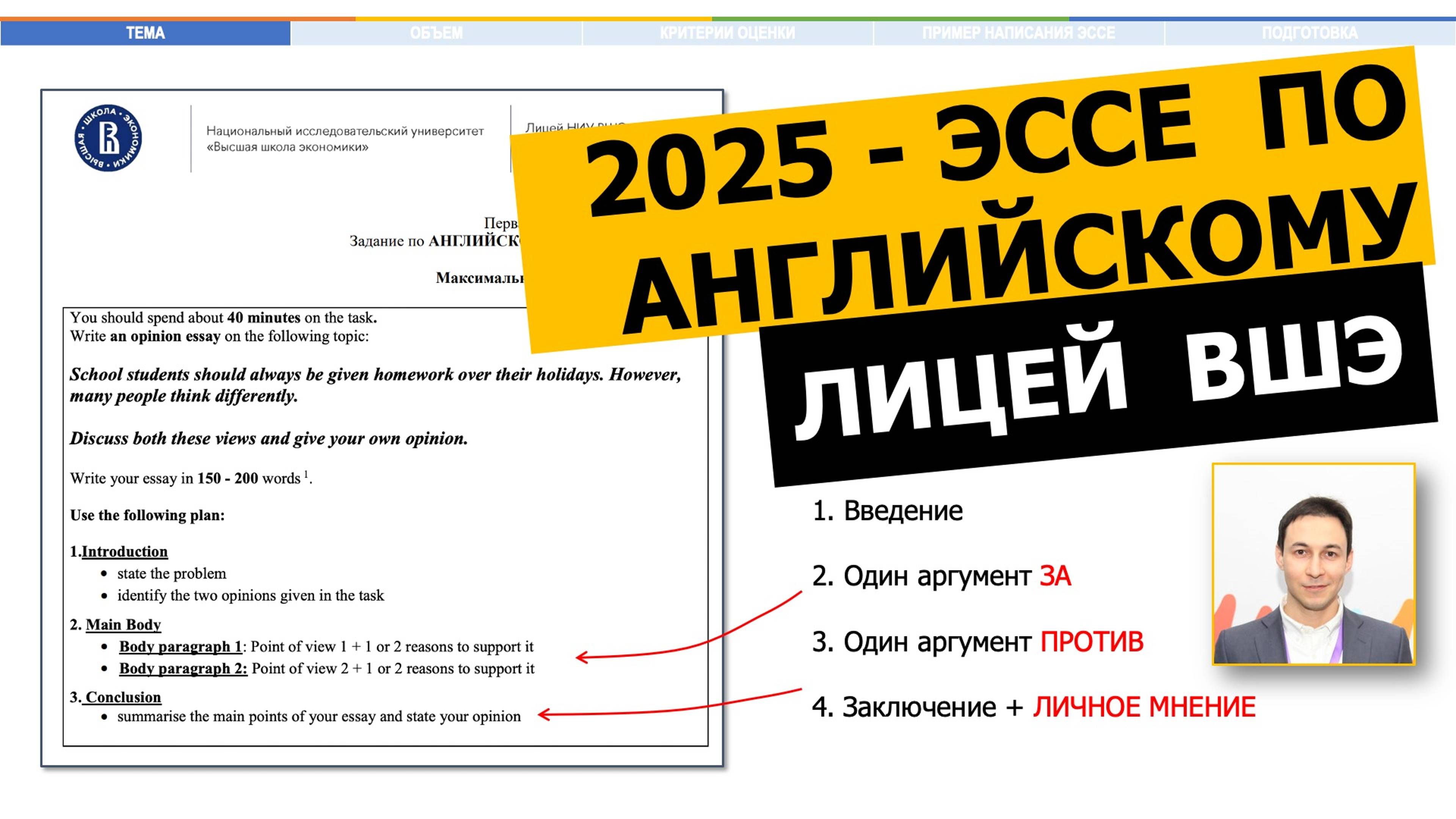 Лицей ВШЭ - ЭССЕ на Английском 2025 для поступления в Лицей ВШЭ