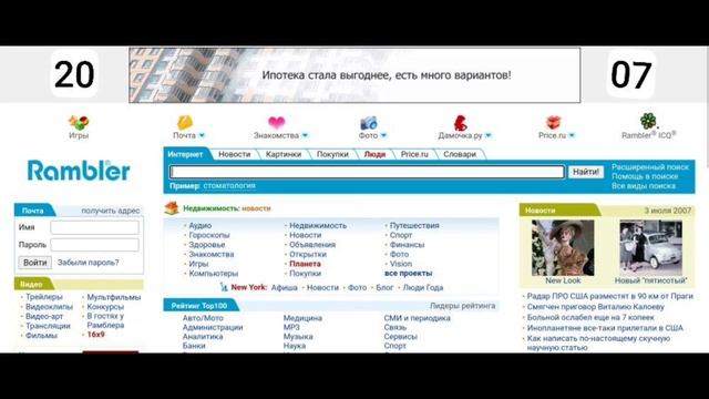 История сайта Рамблер. Как менялся сайт. 1997-наши дни