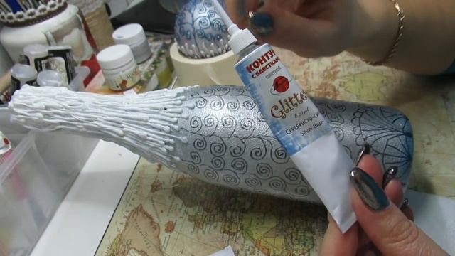 Новогодний декор шампанского + декор шарика!
