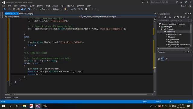 Multi Split (разорвать несколько балок)- пример Tekla API  (Multi Split - Ví dụ Tekla API)
