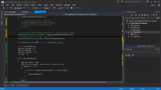 Tekla API - выберите все объекты в модели.  (Tekla API - Chọn tất cả đối tượng từ mô hình)