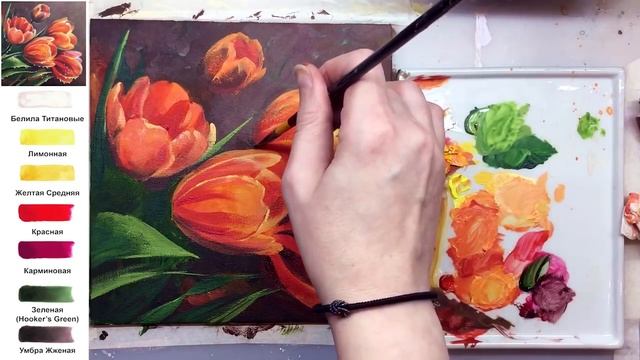 Тюльпаны и капли. Как нарисовать цветы АКРИЛ | Сезон 7-5 | Мастер-класс ДЕМО