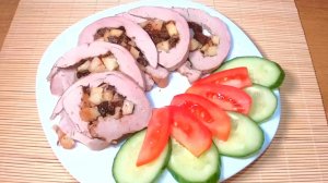 Рулет из свинины в духовке. Фарширован яблоками, черносливом