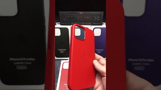 Чехол на iPhone 12 Pro Max кожаный Magsafe Красный