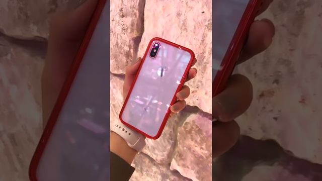 Чехол "Магнитный с закаленным стеклом" для iPhone X, красный