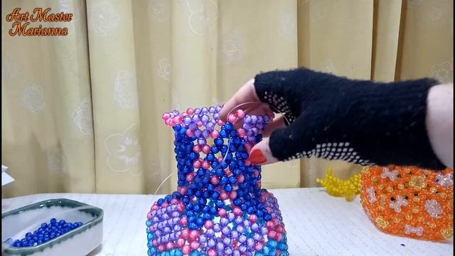 Как сплести вазу из бусин - мастер-класс - часть 5 из 7