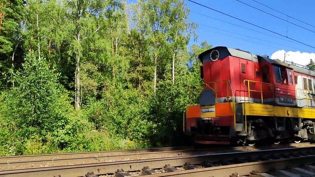 Тепловоз ЧМЭ3-3956 с вагоном лабораторией "Дирекция диагностики и мониторинга инфраструктуры"