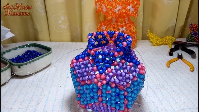 Как сплести вазу из бусин - мастер-класс - часть 4 из 7